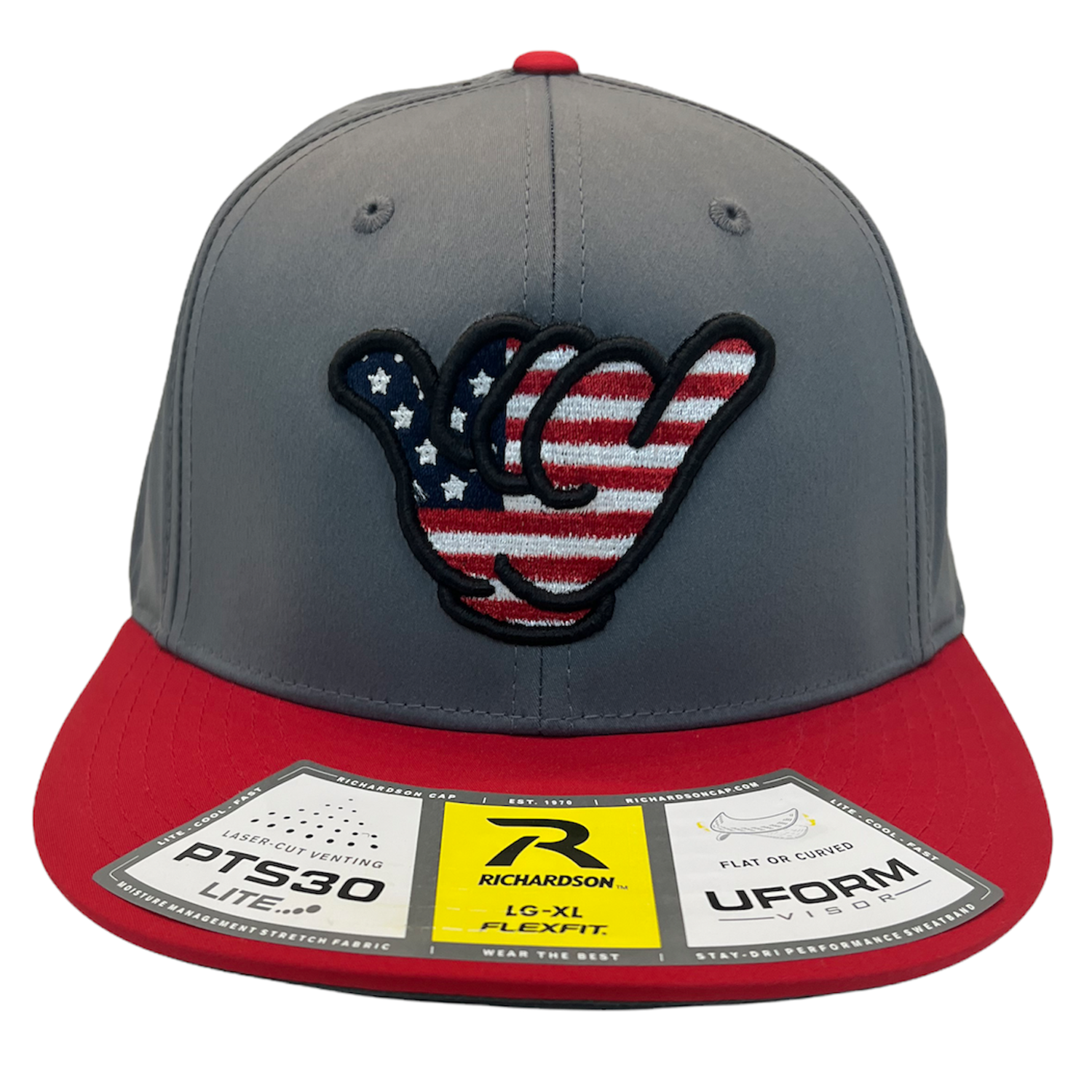 Hang Loose USA Flag Richardson PTS30 Gray/Red – maddhattercaps
