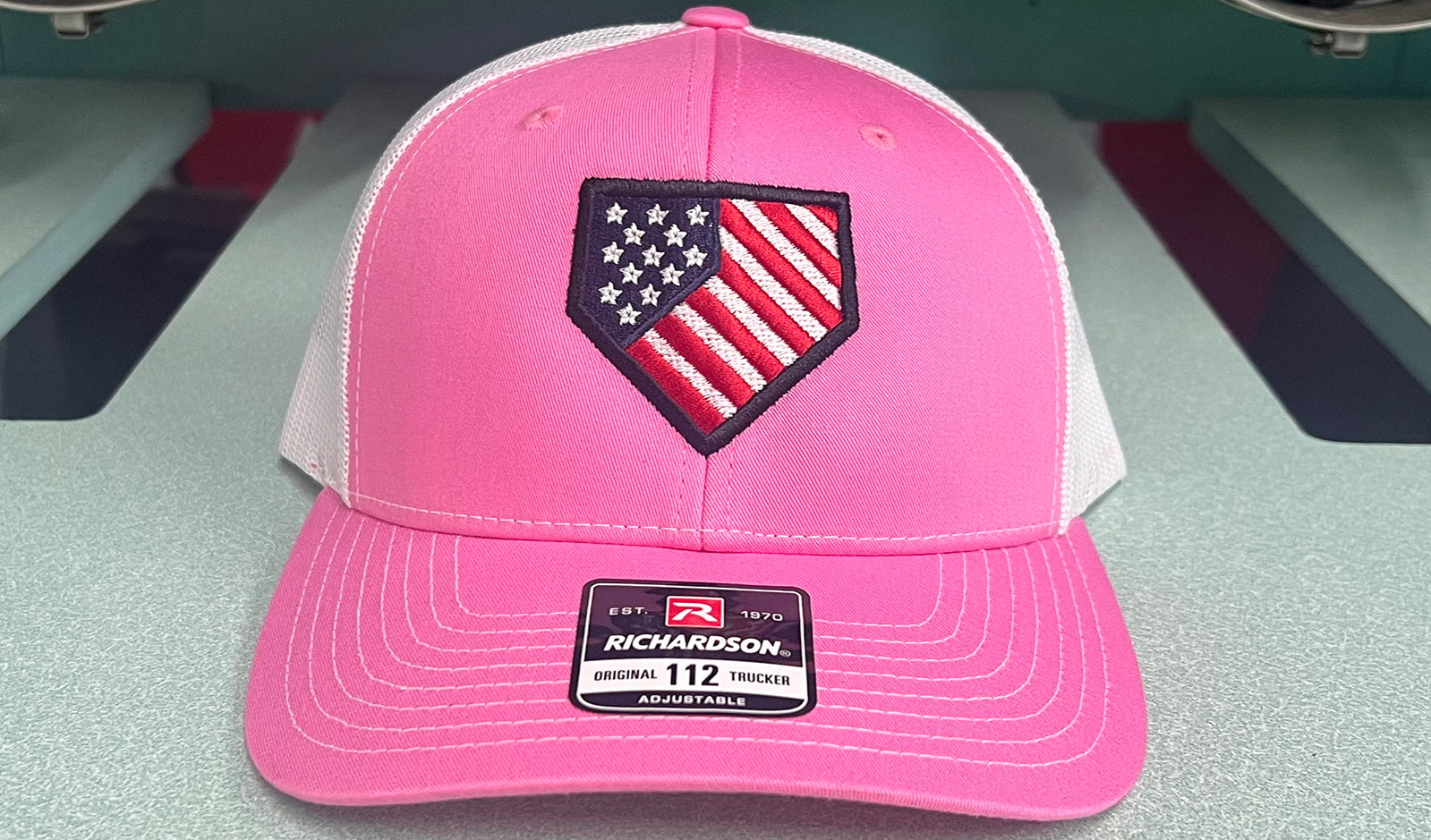 Homeplate USA Flag - R112 Pink/White – maddhattercaps